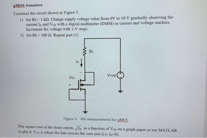 Solved PMOS transistor Construct the circuit shown in Figure | Chegg.com