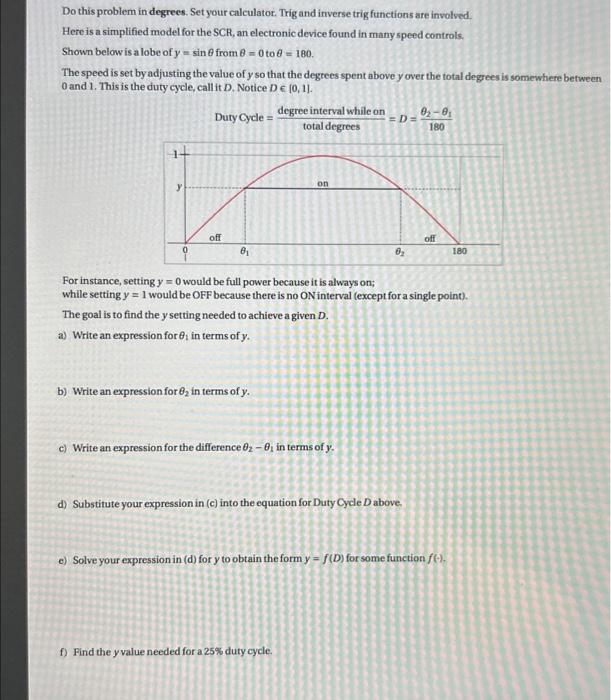 Solved Do this problem in degrees. Set your calculator. Trig | Chegg.com