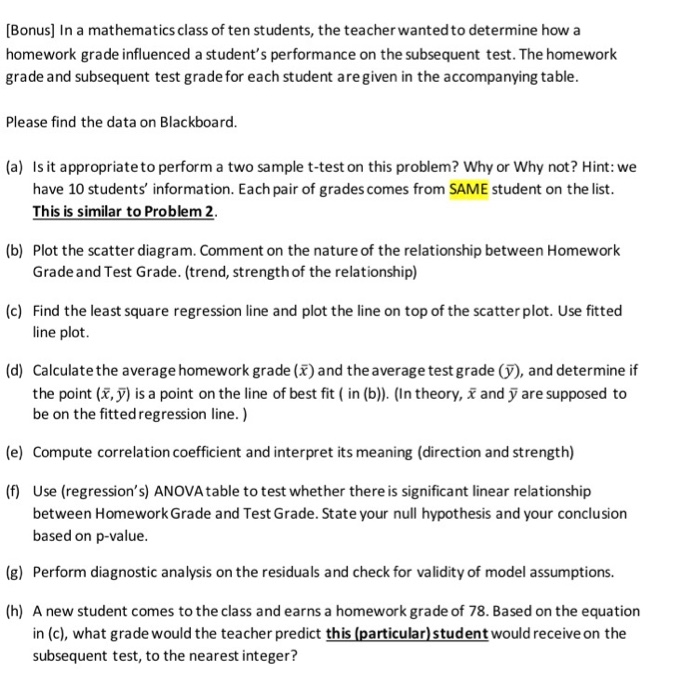 Solved [Bonus) In a mathematics class of ten students, the | Chegg.com