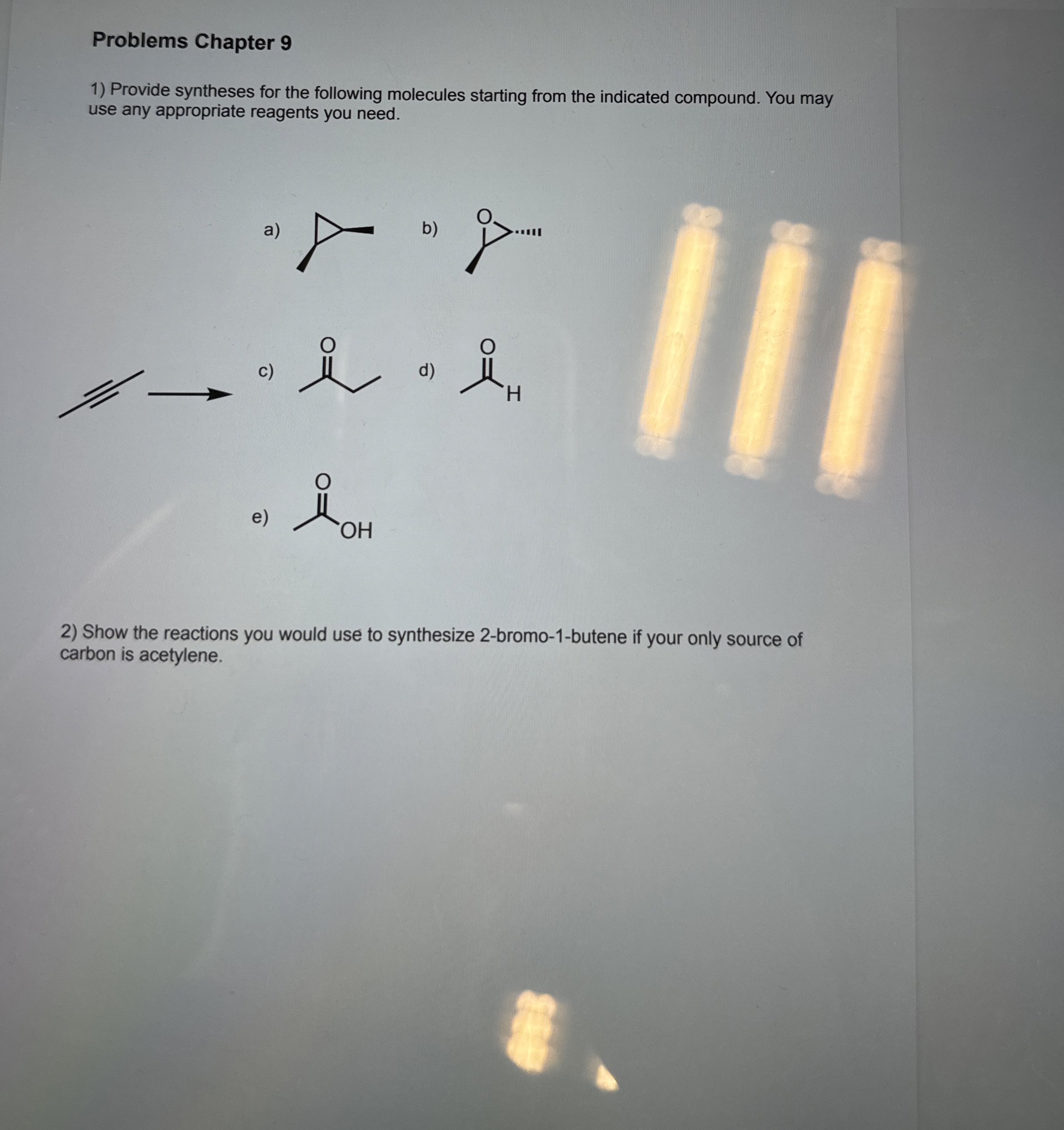 Solved Problems Chapter 9Provide syntheses for the following | Chegg.com