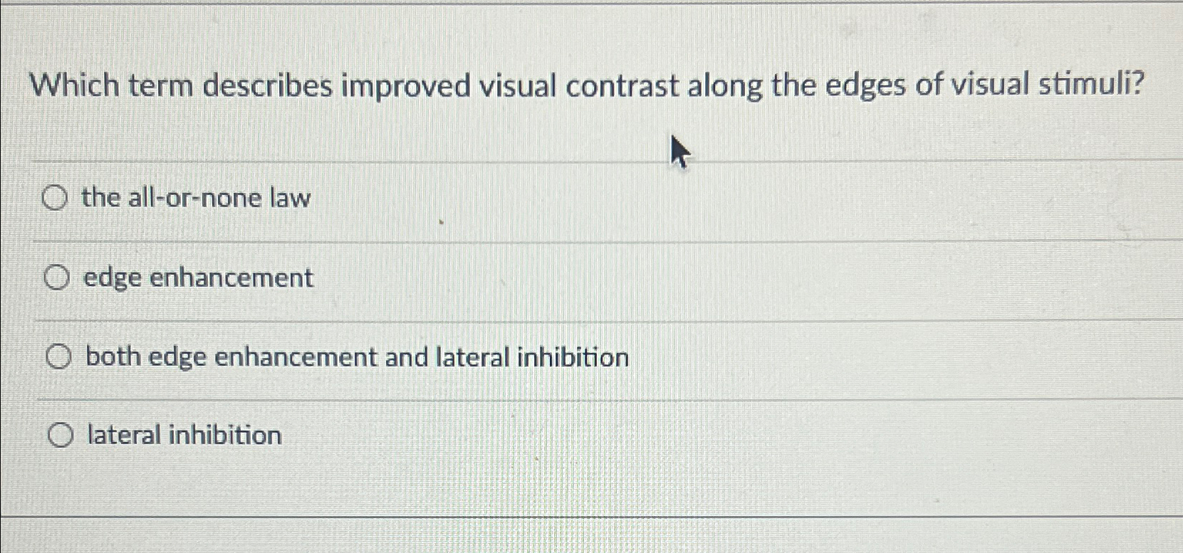 Solved Which term describes improved visual contrast along | Chegg.com