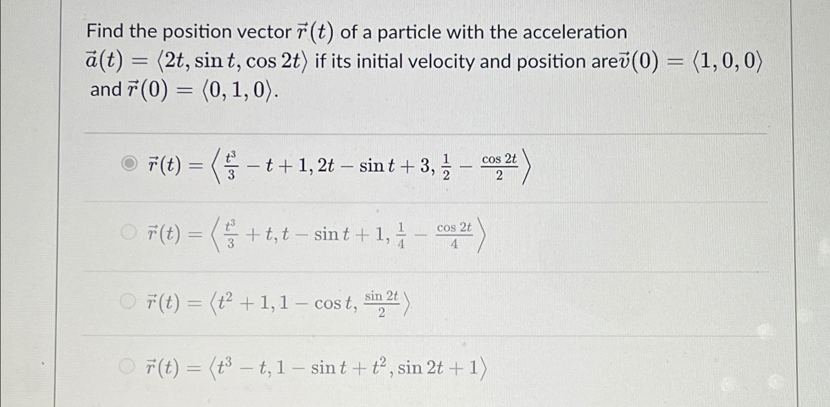 Solved Find the position vector vec(r)(t) ﻿of a particle | Chegg.com