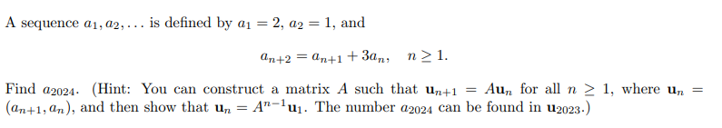Solved A sequence a1,a2,dots is defined by a1=2,a2=1, | Chegg.com