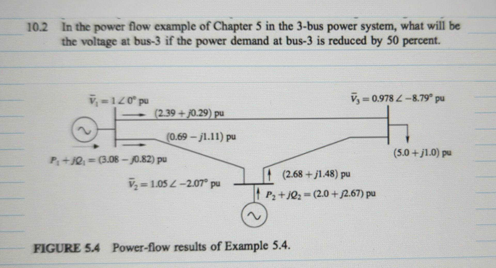 Solved 10.2 In the power flow example of Chapter 5 in the | Chegg.com