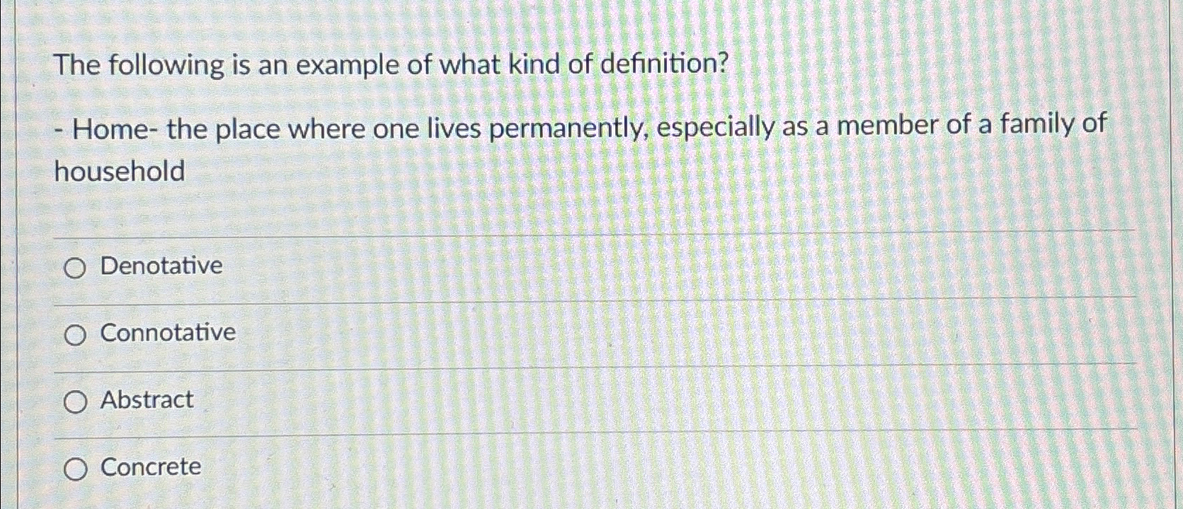 Solved The following is an example of what kind of | Chegg.com