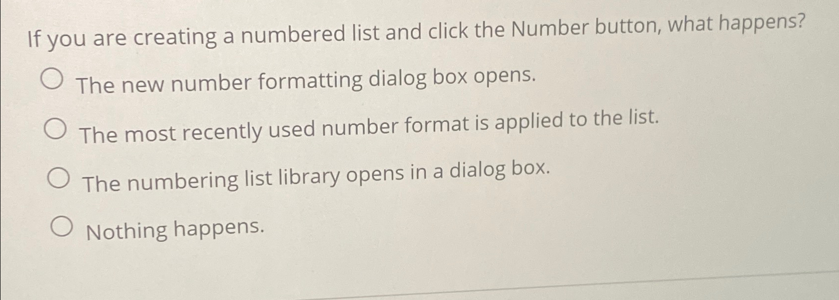 Solved If you are creating a numbered list and click the | Chegg.com