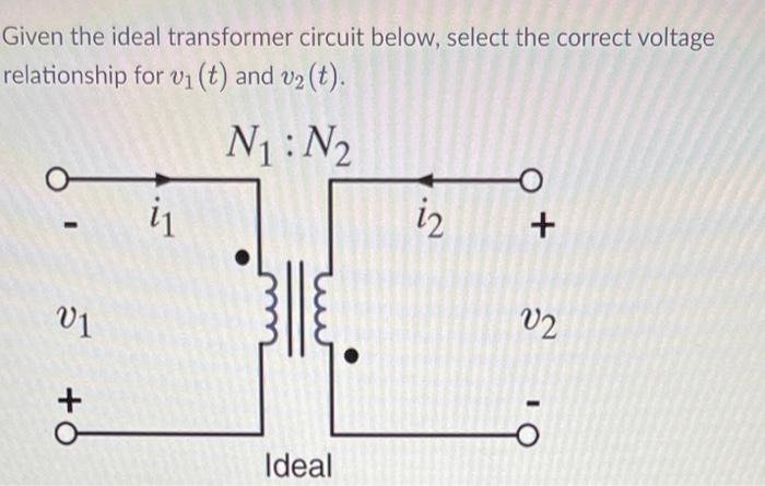 Solved Given the ideal transformer circuit below, select the | Chegg.com