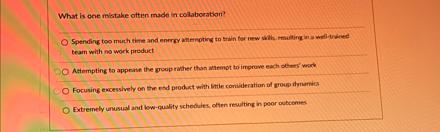 Solved What is one mistake often made in collaboration?q, | Chegg.com