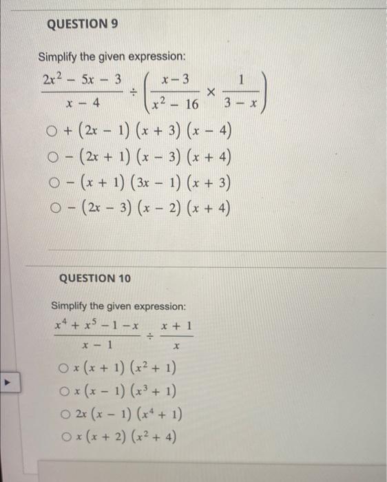 Solved Simplify the given expression: | Chegg.com
