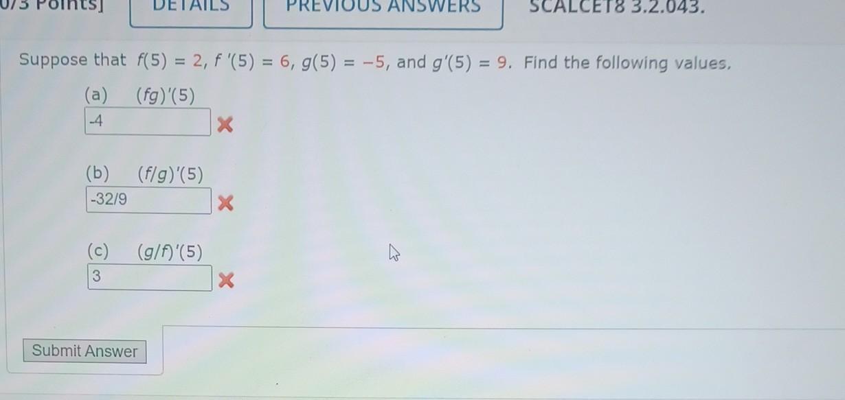 Solved Suppose That F 5 2 F′ 5 6 G 5 −5 And G′ 5 9