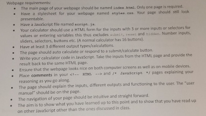 Solved Write awebpa webpage calculator for a | Chegg.com
