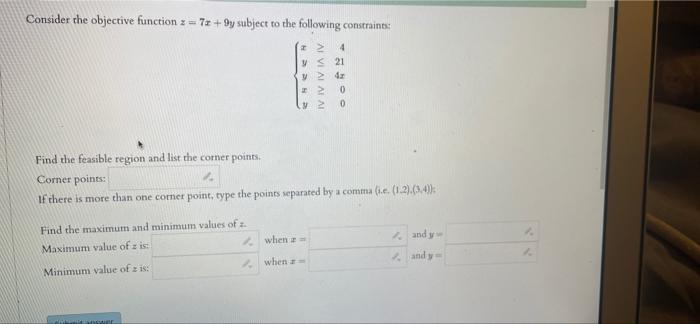 Solved Consider The Objective Function 2 72 9y Subject To