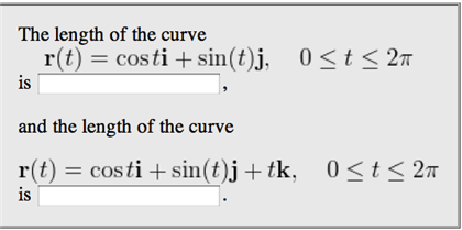 Solved The length of the curve r(t) = cos t i + sin(t)j, 0 | Chegg.com