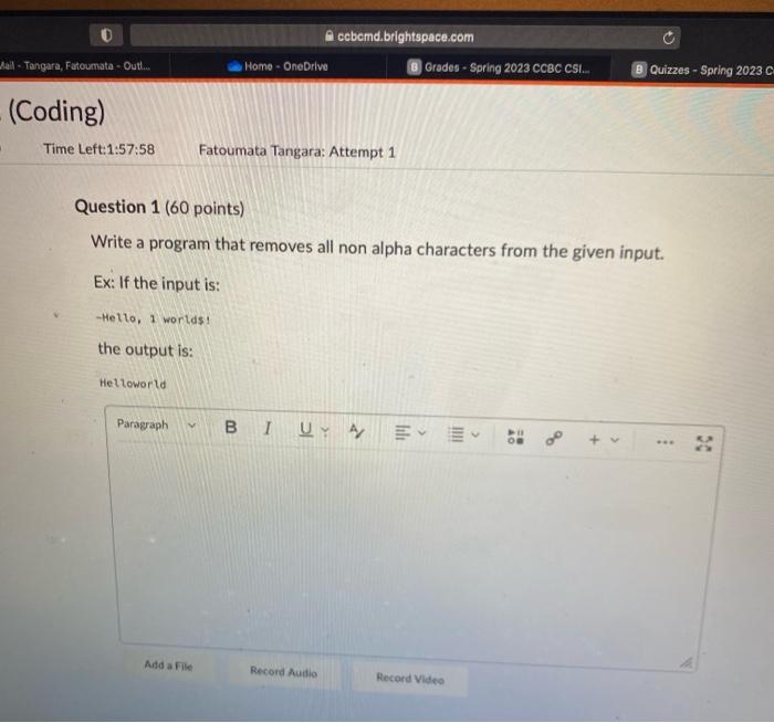Solved Question 1 (60 points) Write a program that removes | Chegg.com
