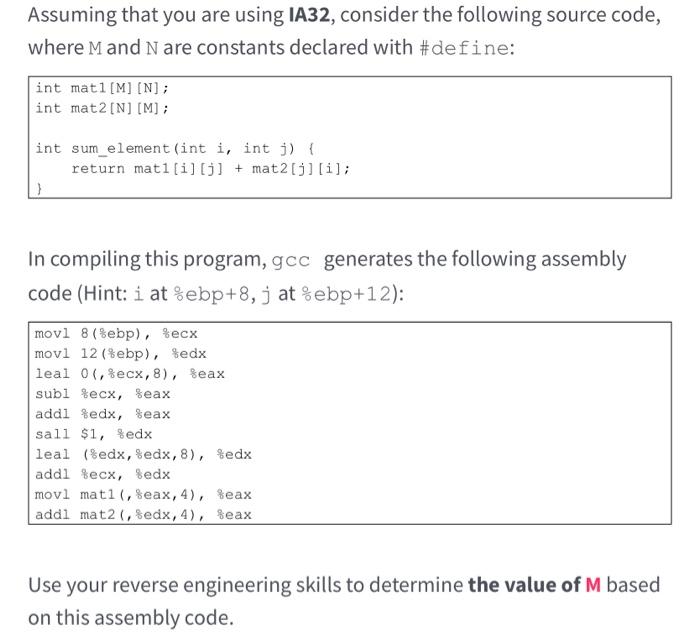 Solved Assuming that you are using IA32, consider the | Chegg.com
