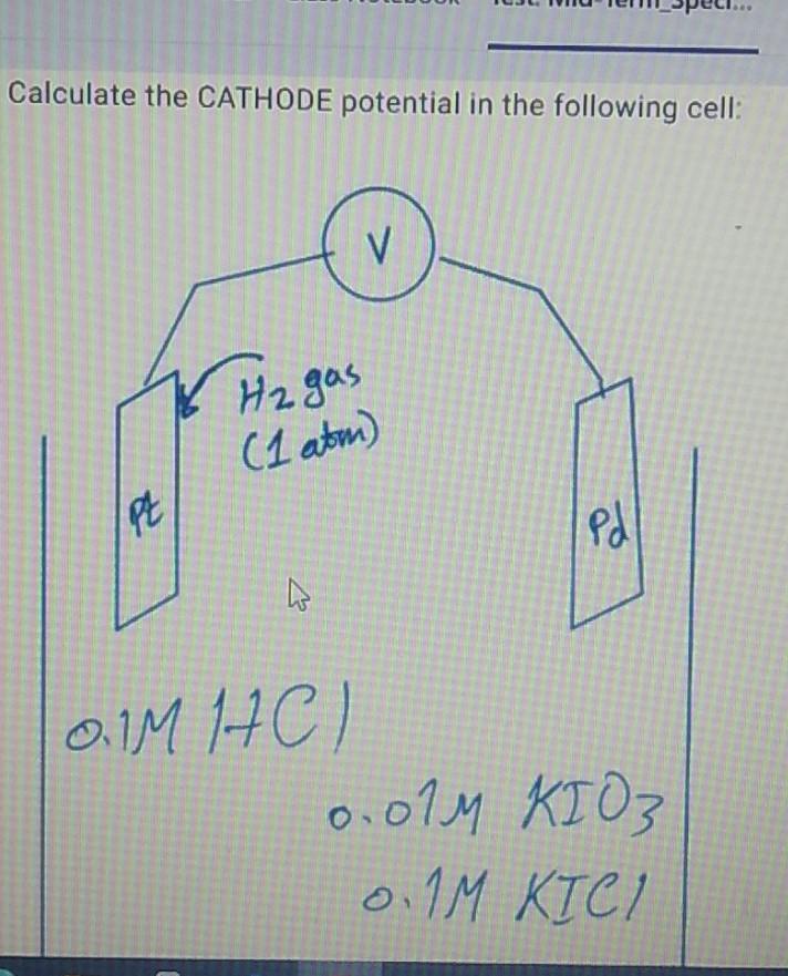 Solved Calculate the CATHODE potential in the following | Chegg.com
