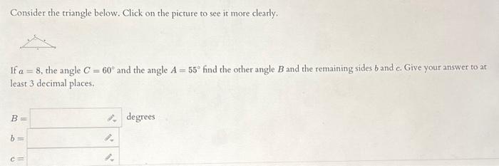 Solved Consider the triangle below. Click on the picture to | Chegg.com