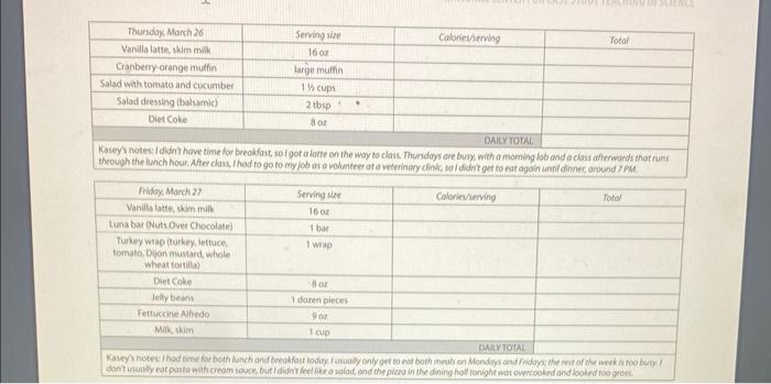 3. Calculate Kasey's average daily physical activity. | Chegg.com