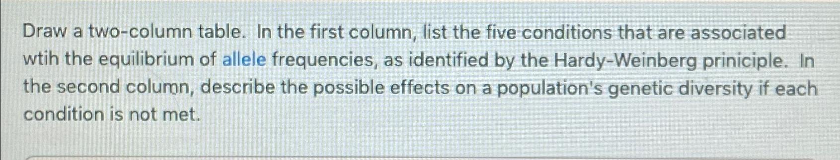 Solved Draw a two columnDraw a two-column table. In the | Chegg.com
