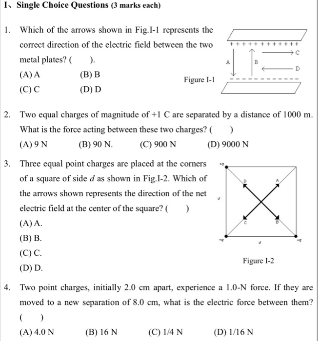 Solved 1. Single Choice Questions (3 marks each) + + + + 1. | Chegg.com