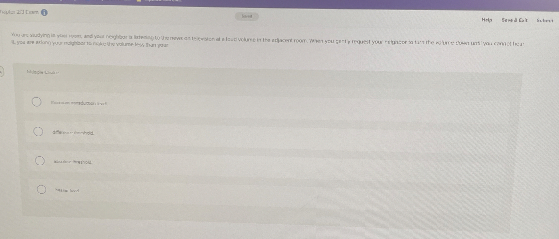 Solved hapter 23 ﻿ExamHelpSave & ExitSubmitYou are studying | Chegg.com