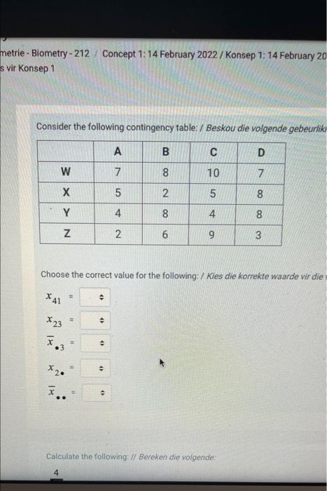 Solved Metrie Biometry 212 Concept 1 14 February 2022