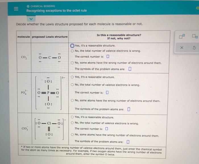 Solved CHEMICAL BONDING Recognizing exceptions to the octet | Chegg.com