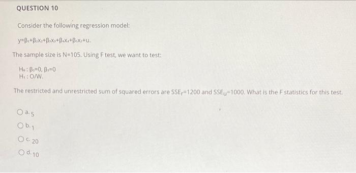 Solved Consider the following regression model: | Chegg.com