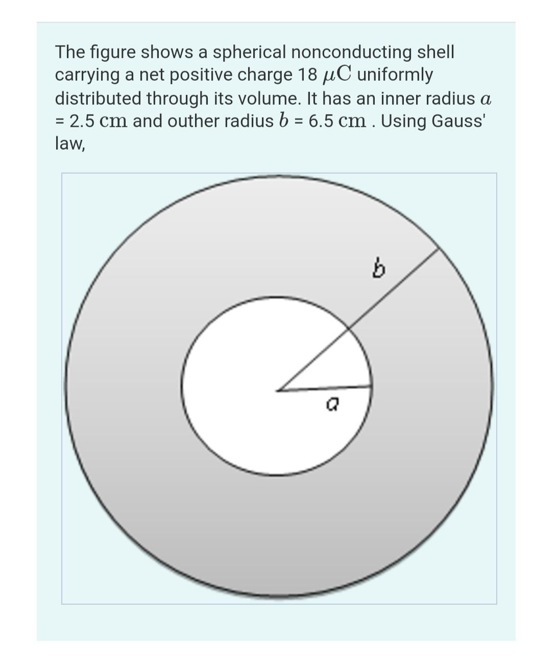 Solved The figure shows a spherical nonconducting shell | Chegg.com