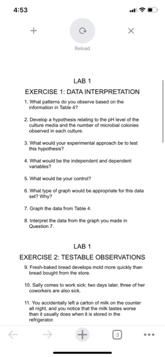 4:53 + Reload LAB 1 EXERCISE 1: DATA INTERPRETATION | Chegg.com