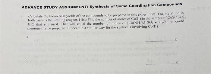 Solved ADVANCE STUDY ASSIGNMENT: Synthesis of Some | Chegg.com
