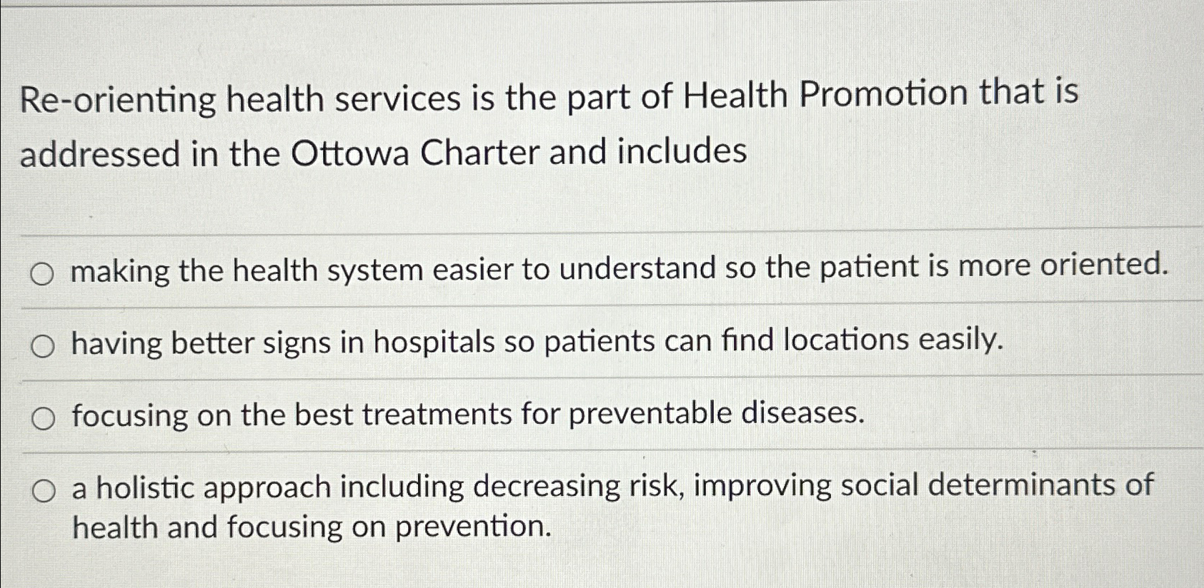 Solved Re-orienting health services is the part of Health | Chegg.com