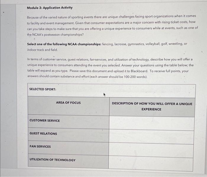 Solved Module 3: Application Activity Because of the varied | Chegg.com