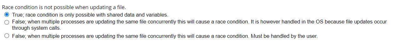 Solved Race condition is not possible when updating a | Chegg.com