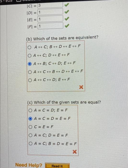 Solved (b) Which of the sets are equivalent? | Chegg.com