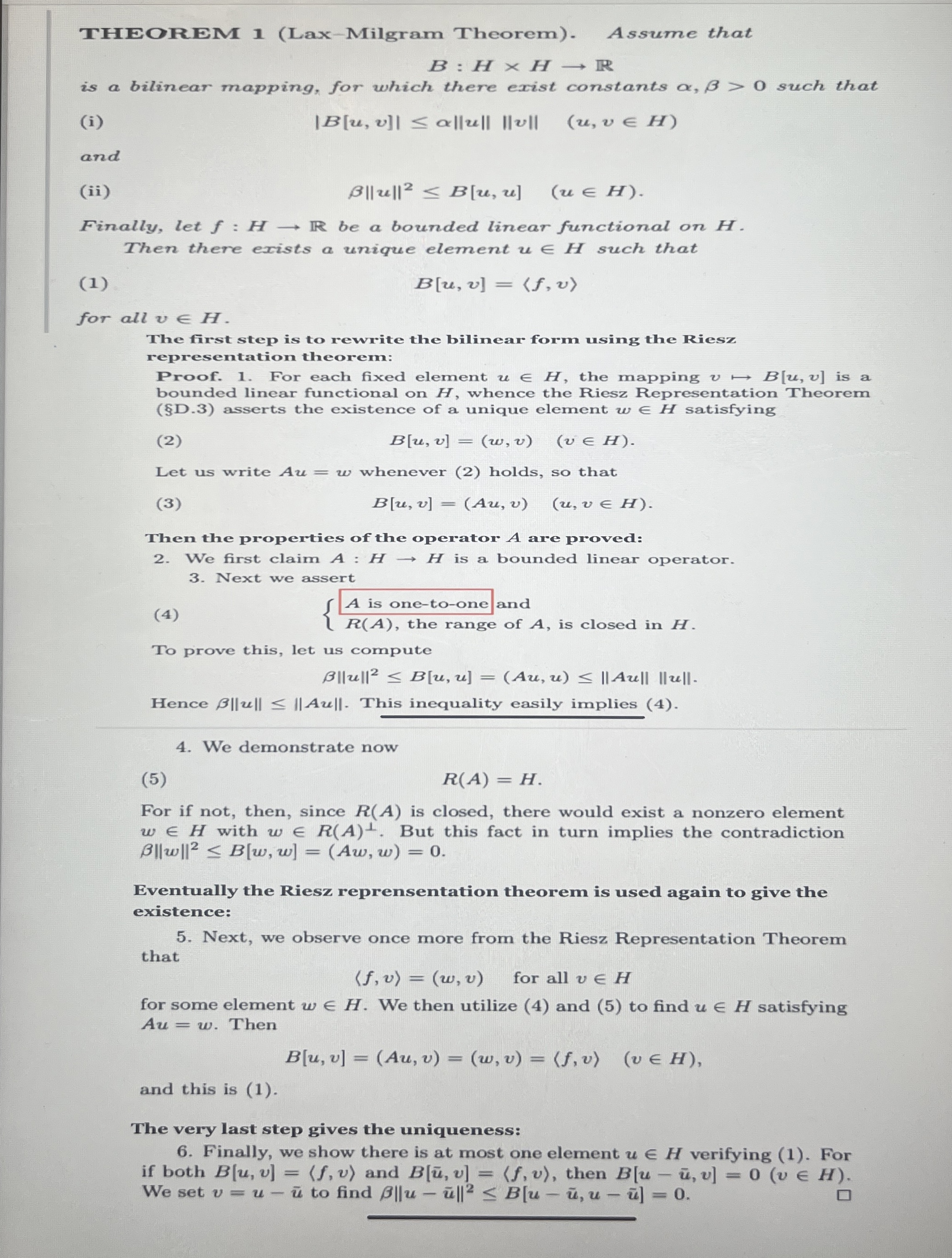 Solved This is proof for theorem Lax milgram , ﻿and I don't | Chegg.com