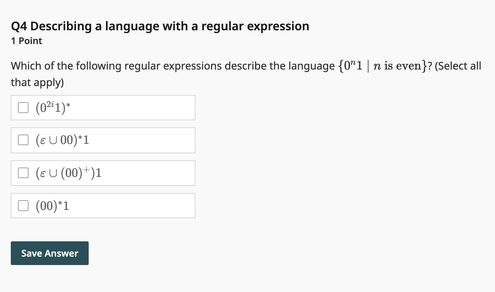 Solved Q4 ﻿Describing a language with a regular expression1 | Chegg.com