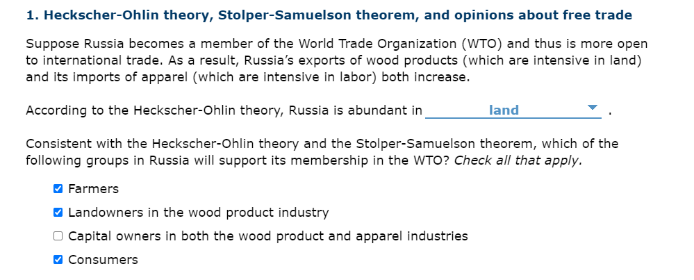 Solved Heckscher-Ohlin theory, Stolper-Samuelson theorem, | Chegg.com