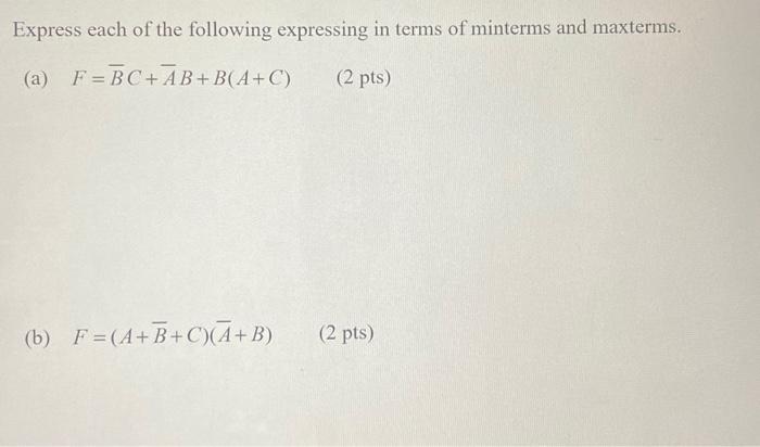 Solved Express each of the following expressing in terms of | Chegg.com