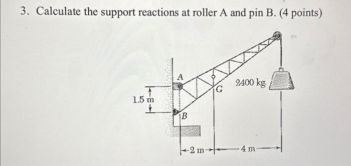 Solved 3. Calculate the support reactions at roller A and | Chegg.com