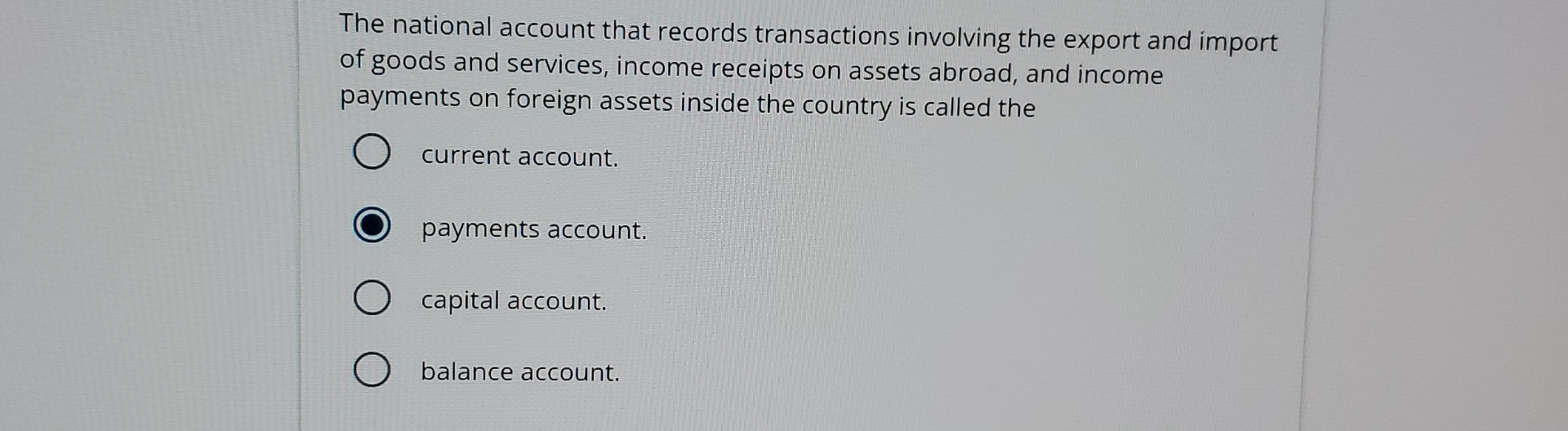 Solved The national account that records transactions | Chegg.com