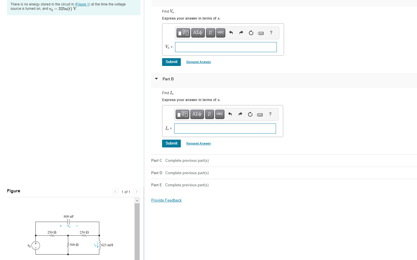 Solved There is no energy stored in the circuit in (Figure | Chegg.com