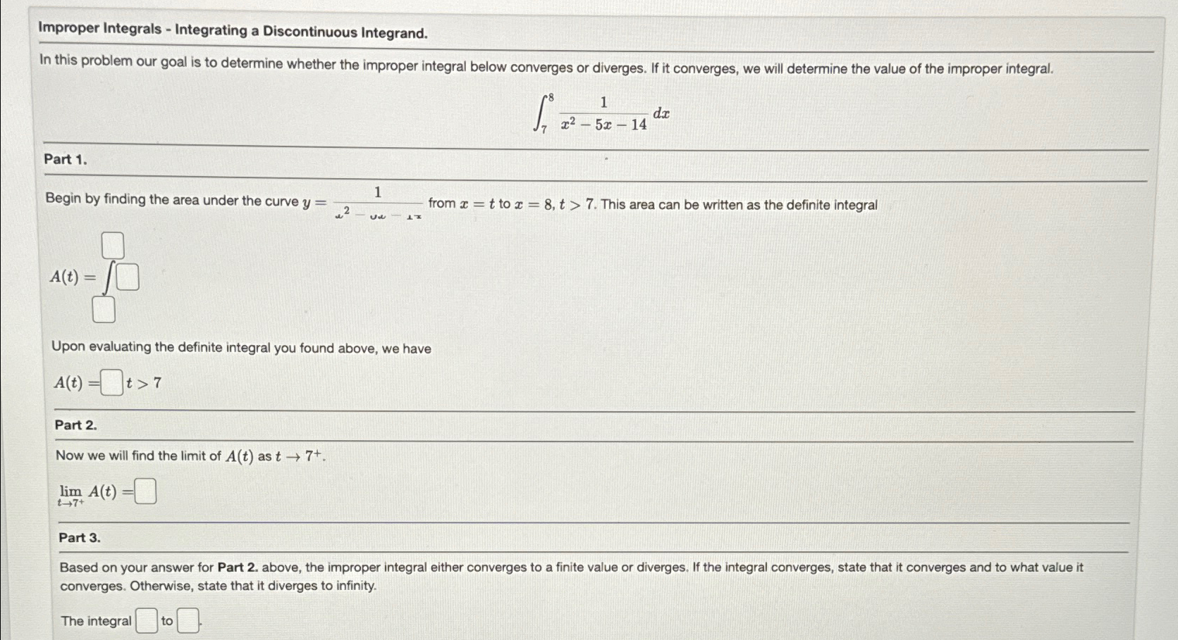 Solved Improper Integrals - ﻿Integrating a Discontinuous | Chegg.com