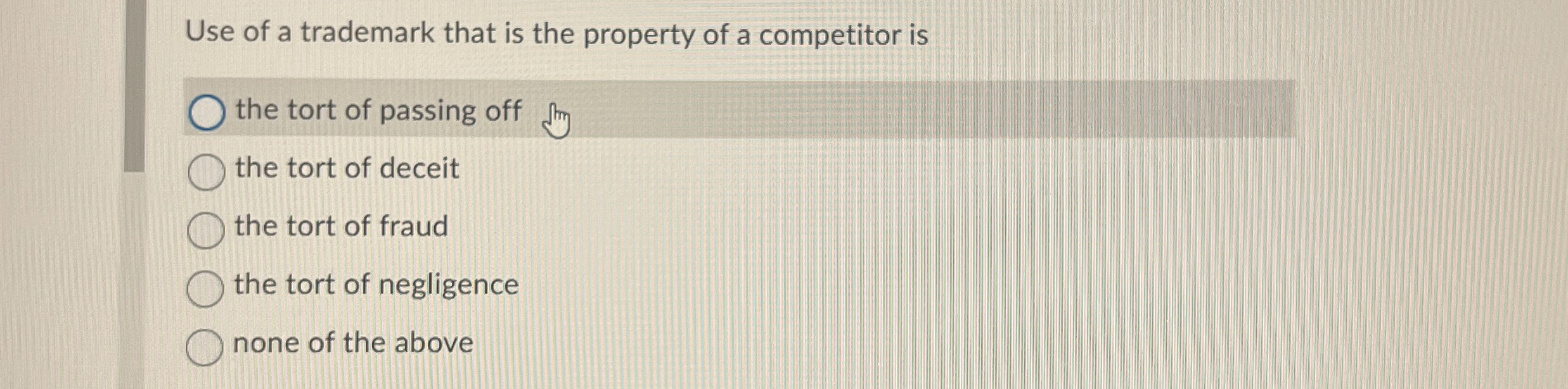 Solved Use of a trademark that is the property of a | Chegg.com