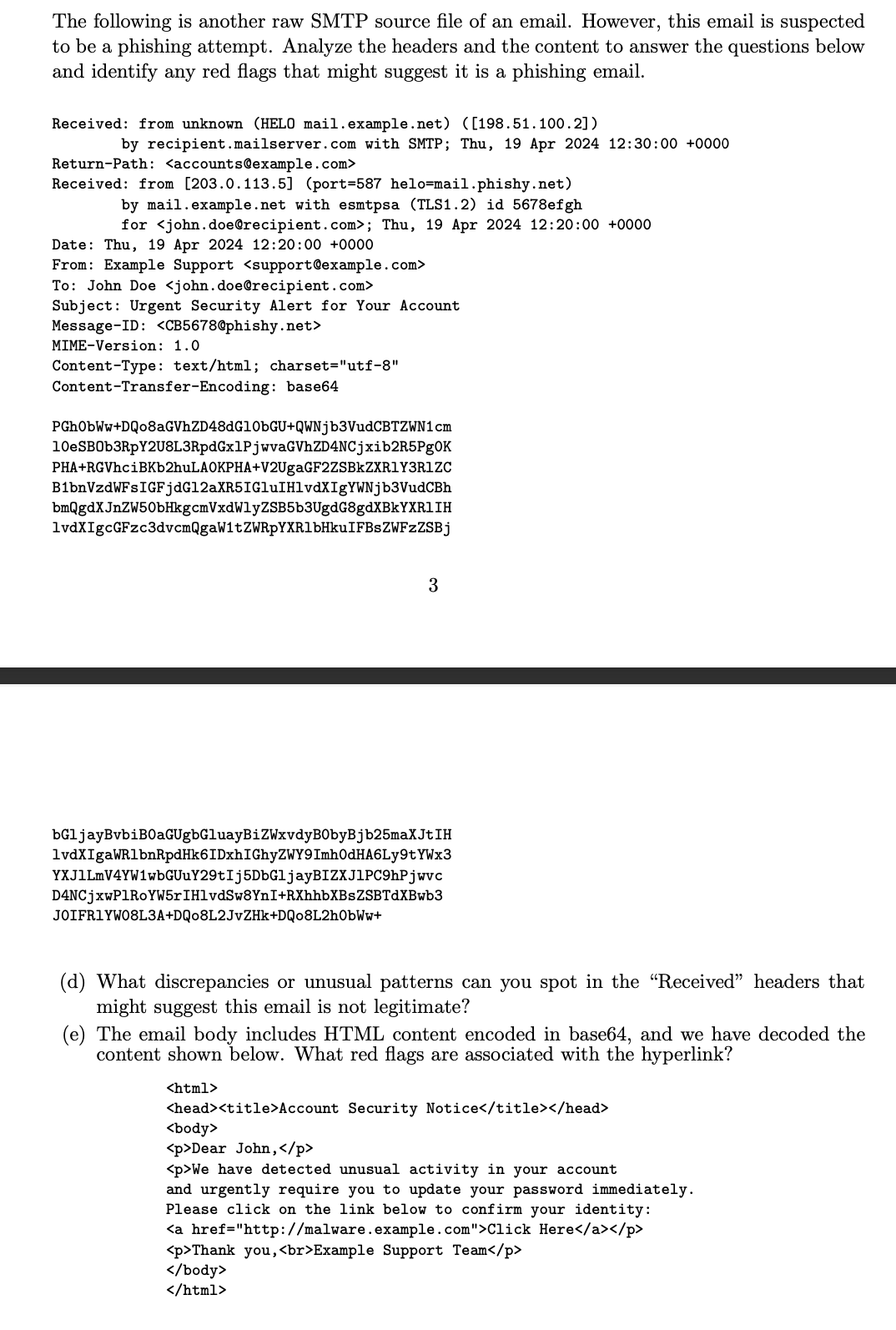 Solved The following is another raw SMTP source file of an | Chegg.com