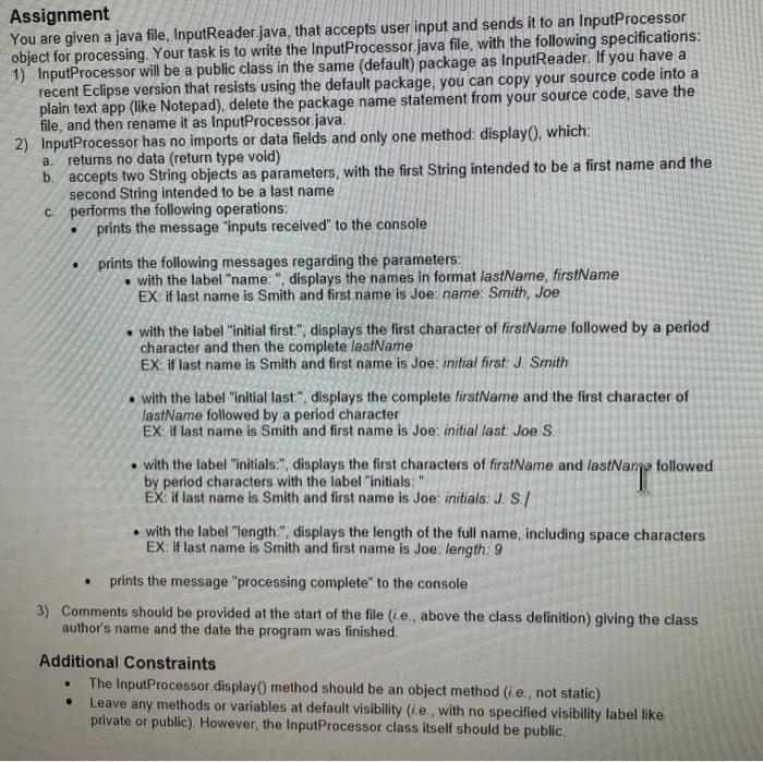 Solved Assignment You Are Given A Java File Chegg