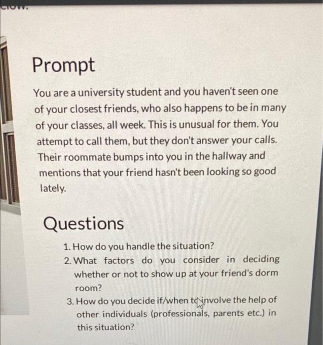 Solved CIOWE Prompt You are a university student and you | Chegg.com