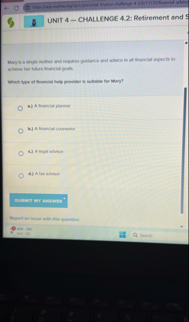 Solved hitps//app sophia org/spoc/personal finance challenge | Chegg.com