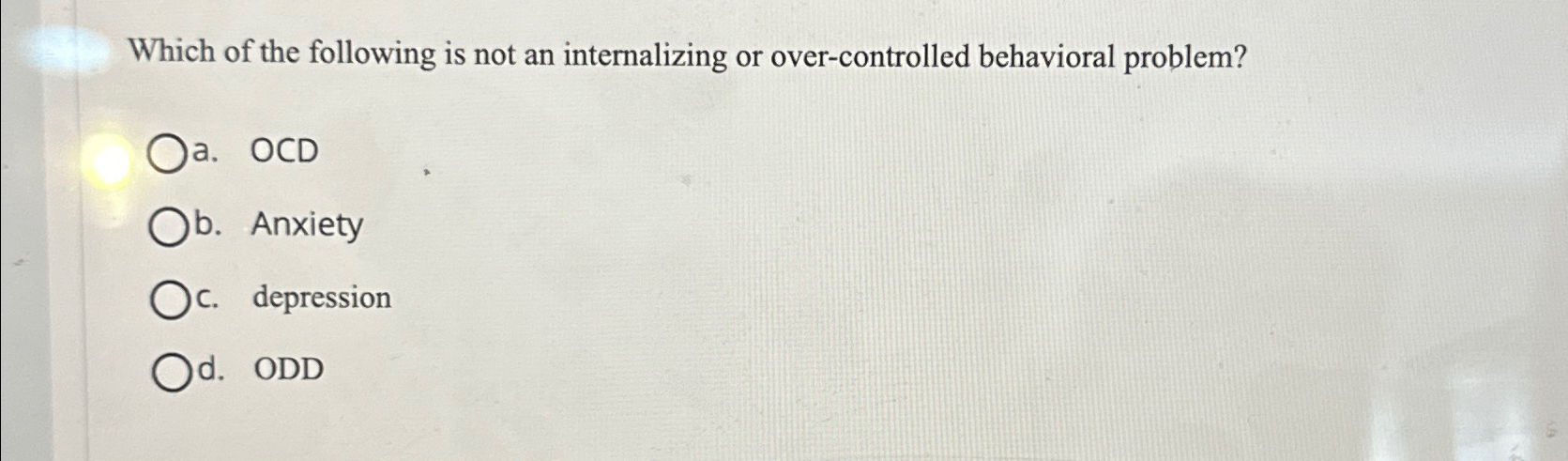 Solved Which of the following is not an internalizing or | Chegg.com