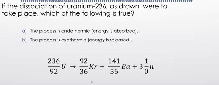 Solved If the dissociation of uranium-236, as drawn, were to | Chegg.com